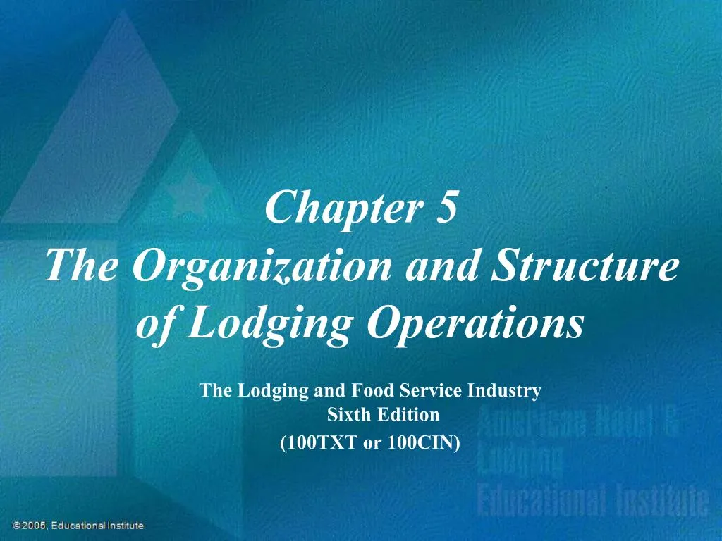 PPT - Chapter 5 The Organization and Structure of Lodging Operations ...