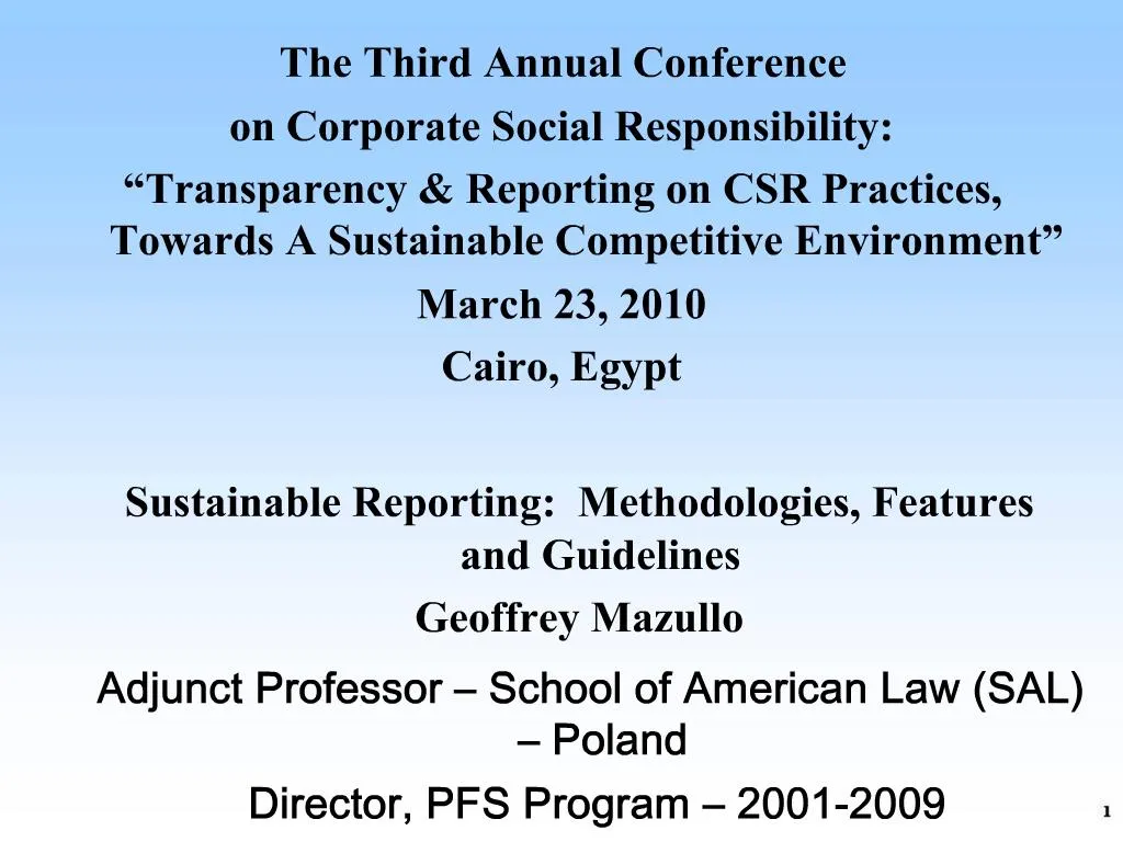 PPT - The Third Annual Conference on Corporate Social Responsibility ...