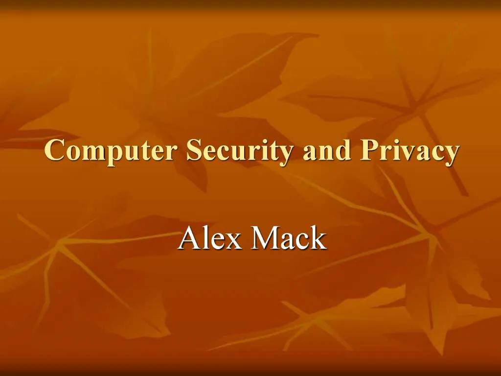 PPT - Computer Security and Privacy PowerPoint Presentation, free ...