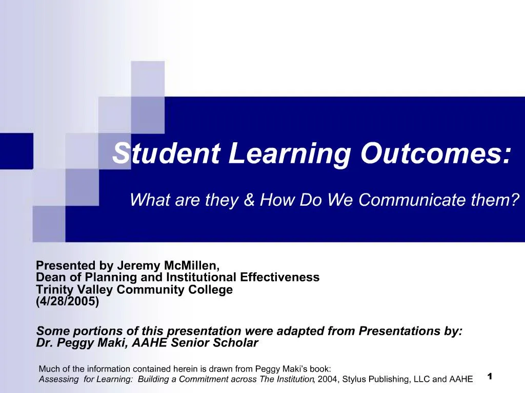 PPT - Student Learning Outcomes: What are they How Do We Communicate ...