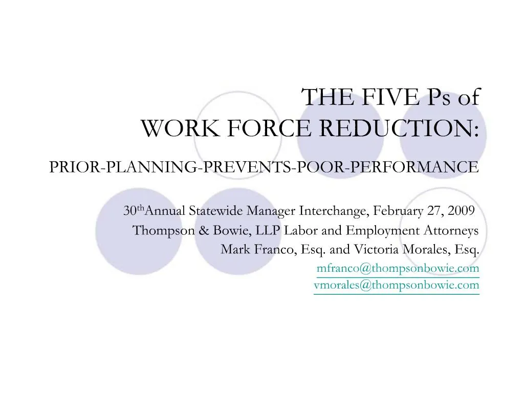 PPT - THE FIVE Ps of WORK FORCE REDUCTION: PRIOR-PLANNING-PREVENTS-POOR ...