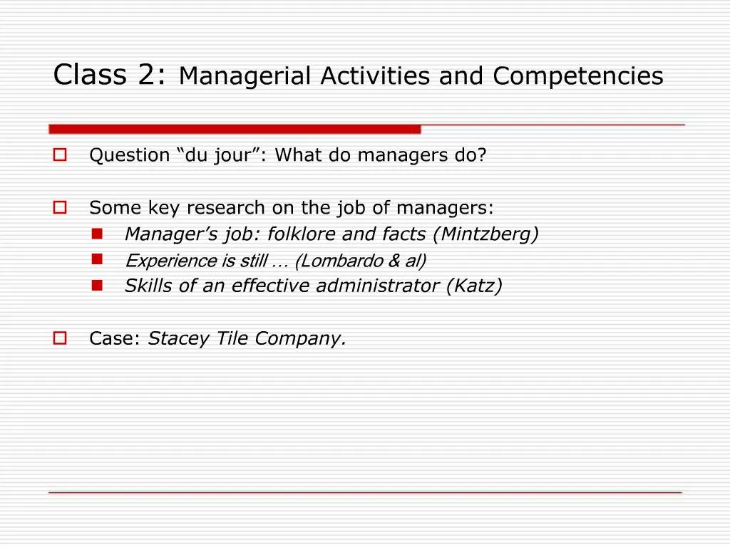 PPT - Class 2: Managerial Activities and Competencies PowerPoint ...