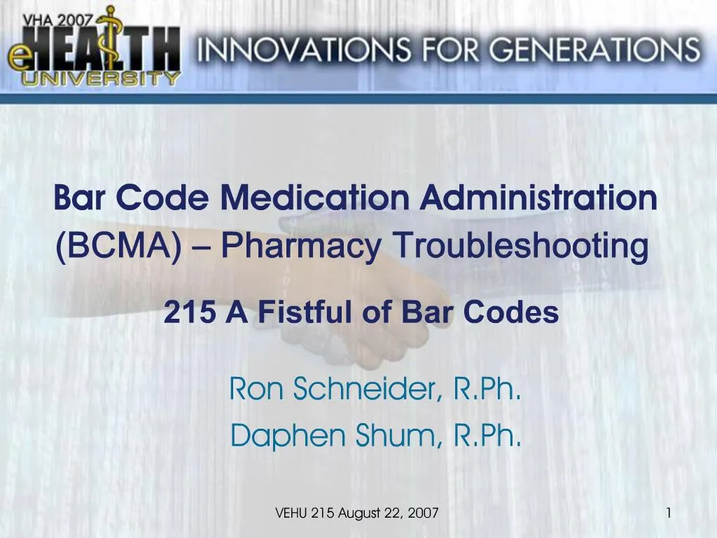 PPT - Bar Code Medication Administration BCMA Pharmacy Troubleshooting ...