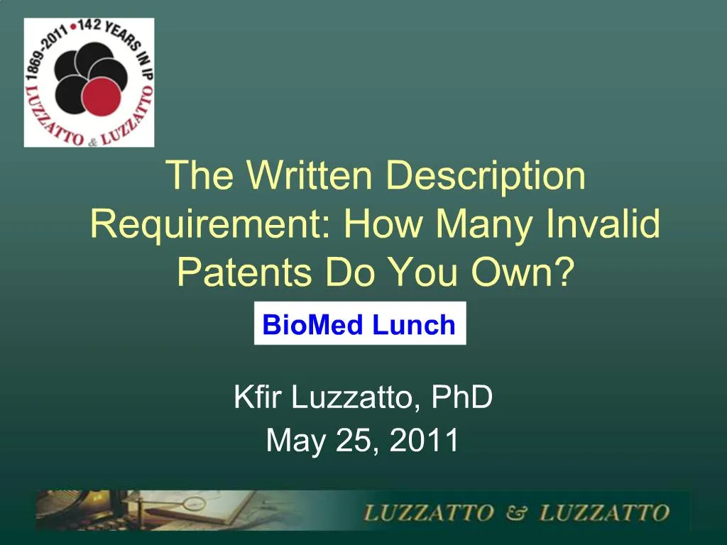 PPT - The Written Description Requirement: How Many Invalid Patents Do ...