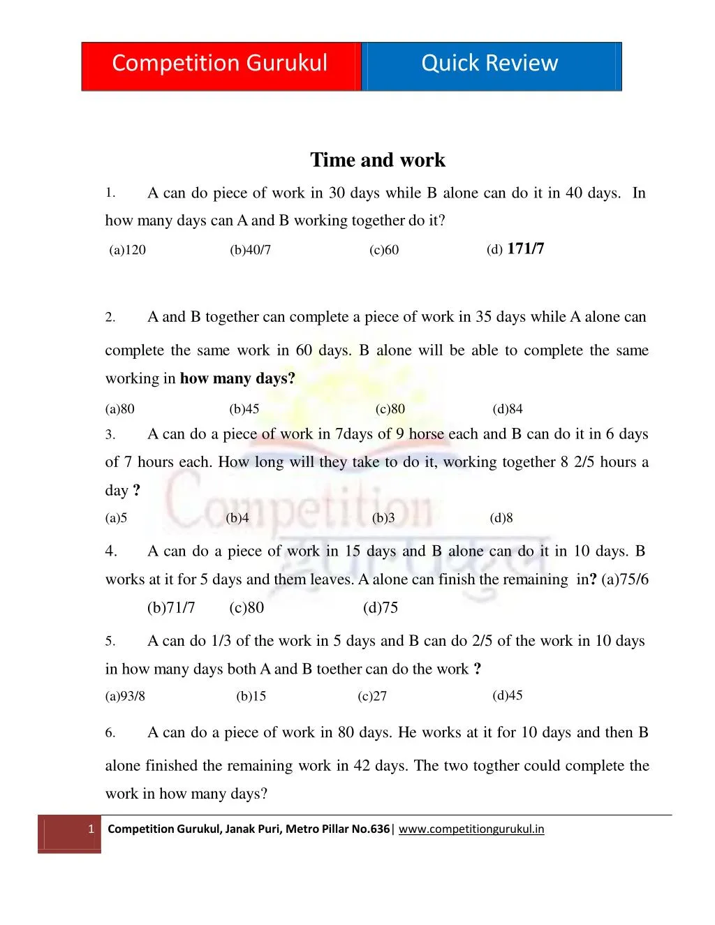 PPT - 44 Time and Work Problems - Competition Gurukul PowerPoint ...