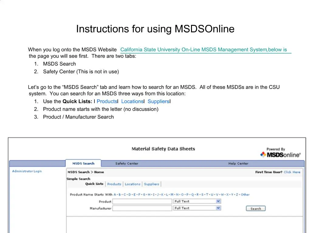 PPT - Instructions for using MSDSOnline PowerPoint Presentation, free ...