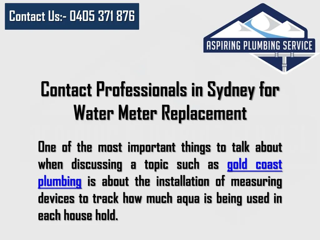 PPT - Sydney and Gold Coast Plumbing with Water Meter Replacement ...