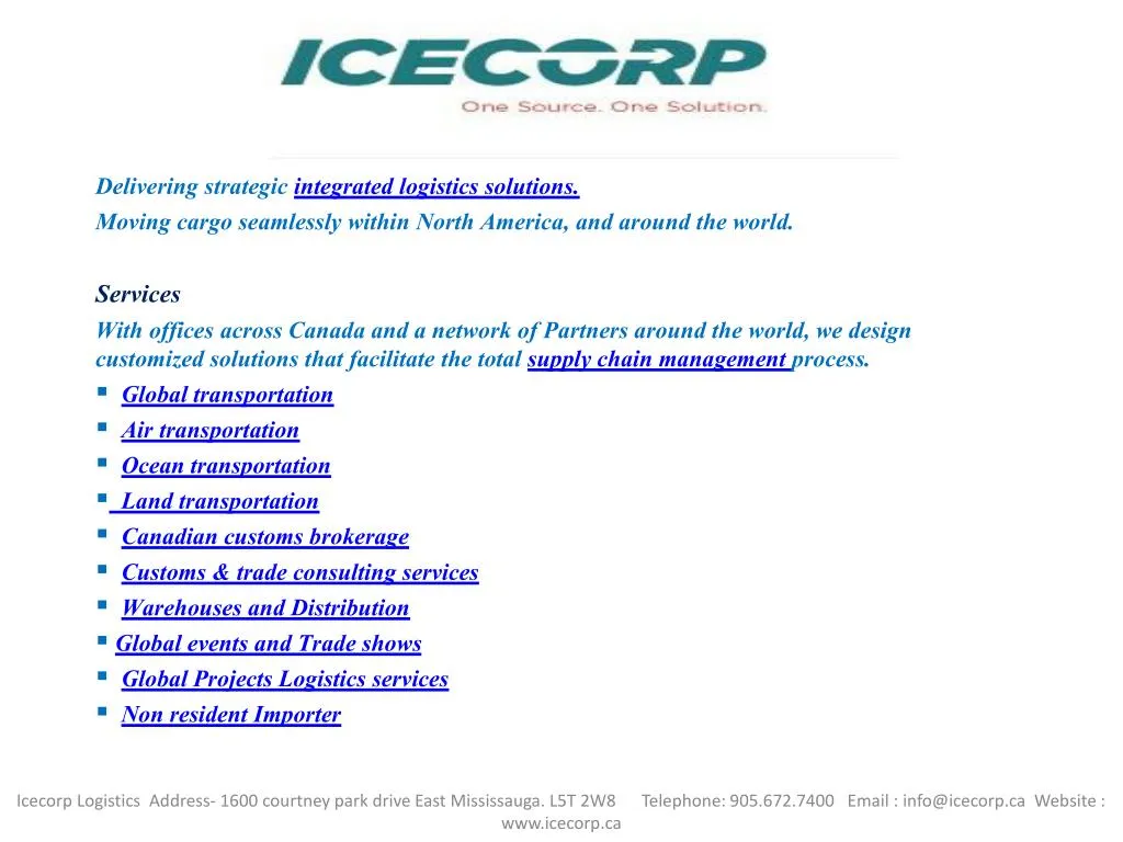 PPT - Icecorp Logistics PowerPoint Presentation, free download - ID:7135398