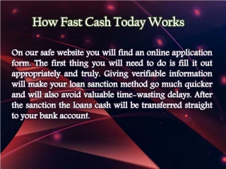 PPT - Fast Cash Today: Mode Of Answering Your Immediate Financial ...