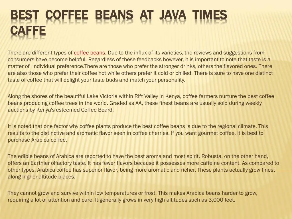 PPT - Best Coffee Beans at Java Times Caffe PowerPoint Presentation ...