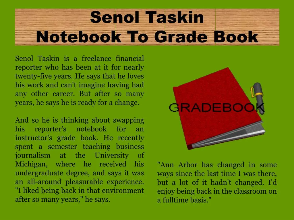 PPT - Senol Taskin Notebook To Grade Book PowerPoint Presentation, free download - ID:7155688