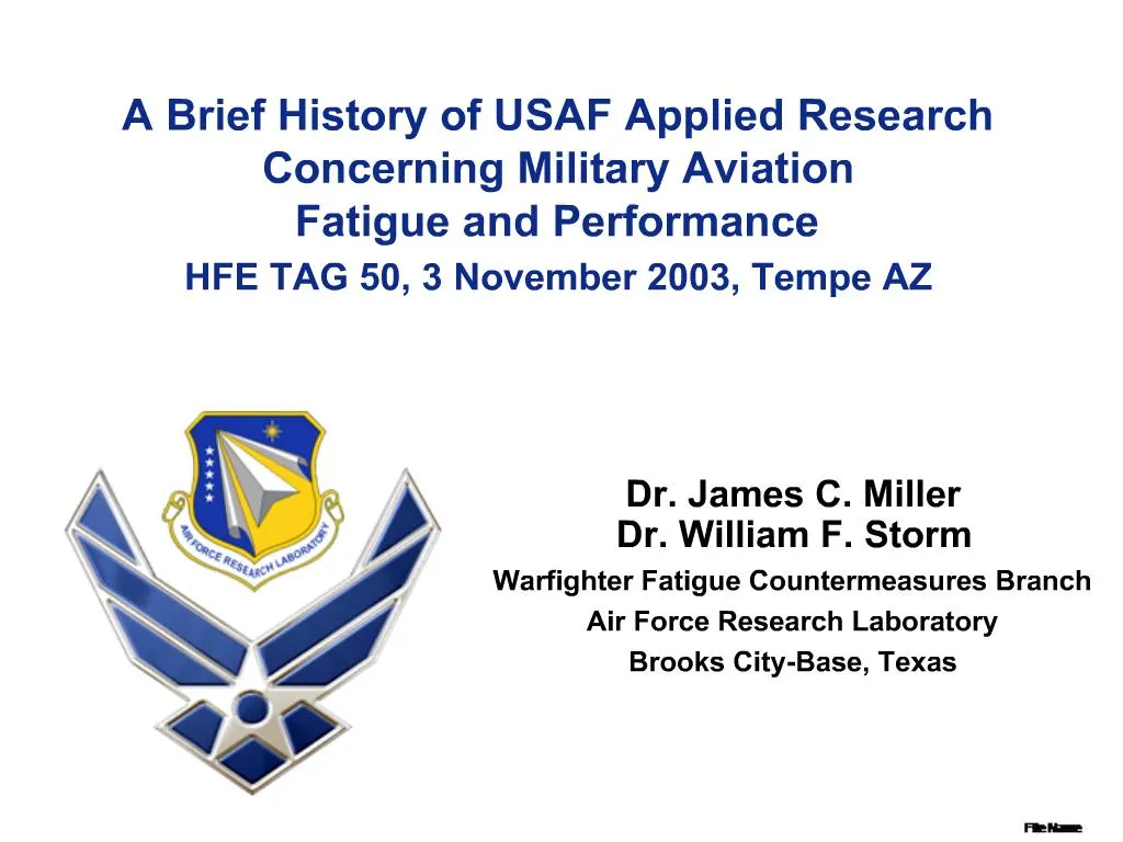 PPT - A Brief History of USAF Applied Research Concerning Military ...