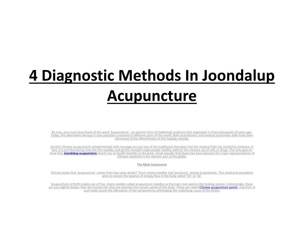 PPT - 4 Diagnostic Methods In Joondalup Acupuncture PowerPoint ...