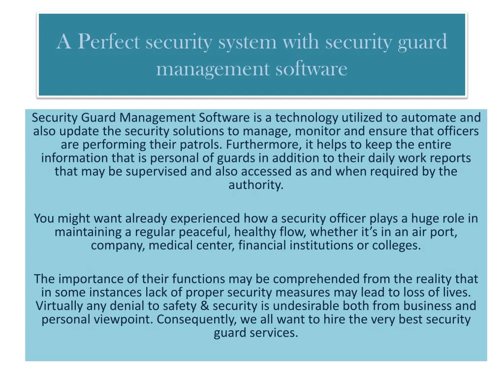 PPT - A Perfect security system with security guard management software ...