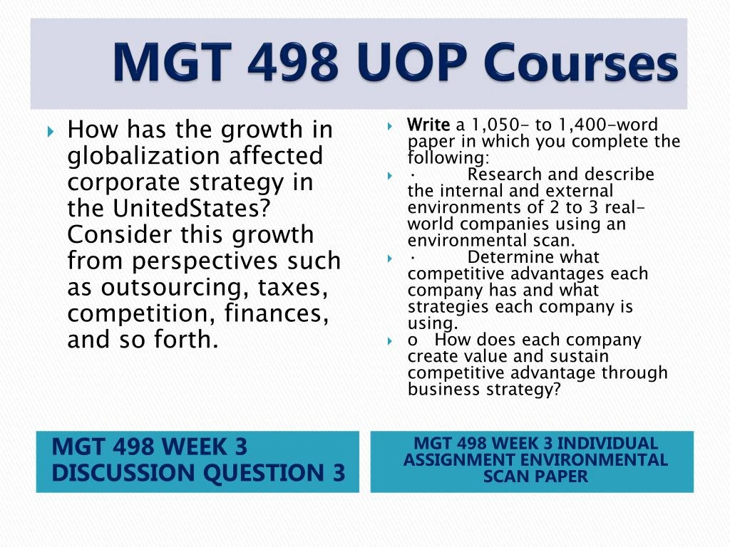 PPT - MGT 498 UOP Tutorial Course/Uoptutorial PowerPoint Presentation - ID:7190763