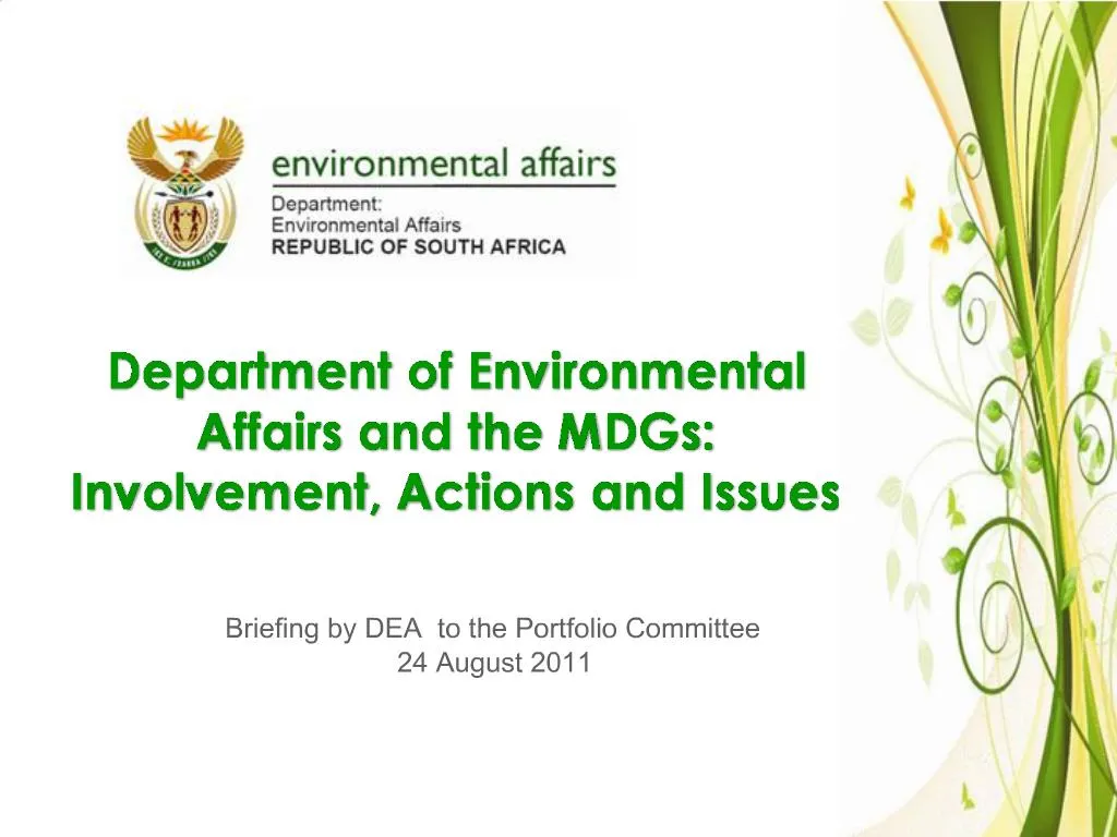 PPT - Department of Environmental Affairs and the MDGs: Involvement ...