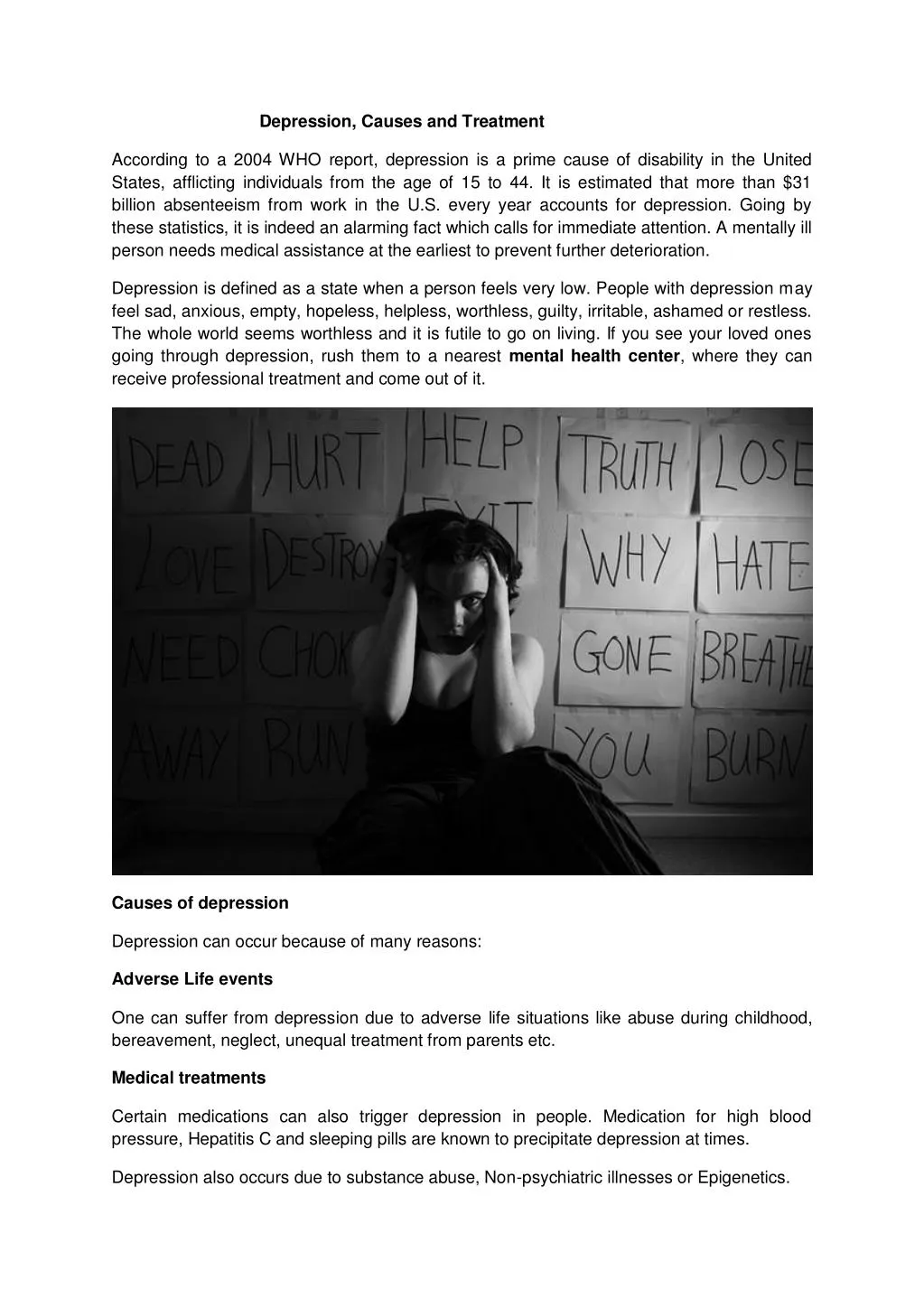 PPT - Depression, Causes and Treatment PowerPoint Presentation, free ...