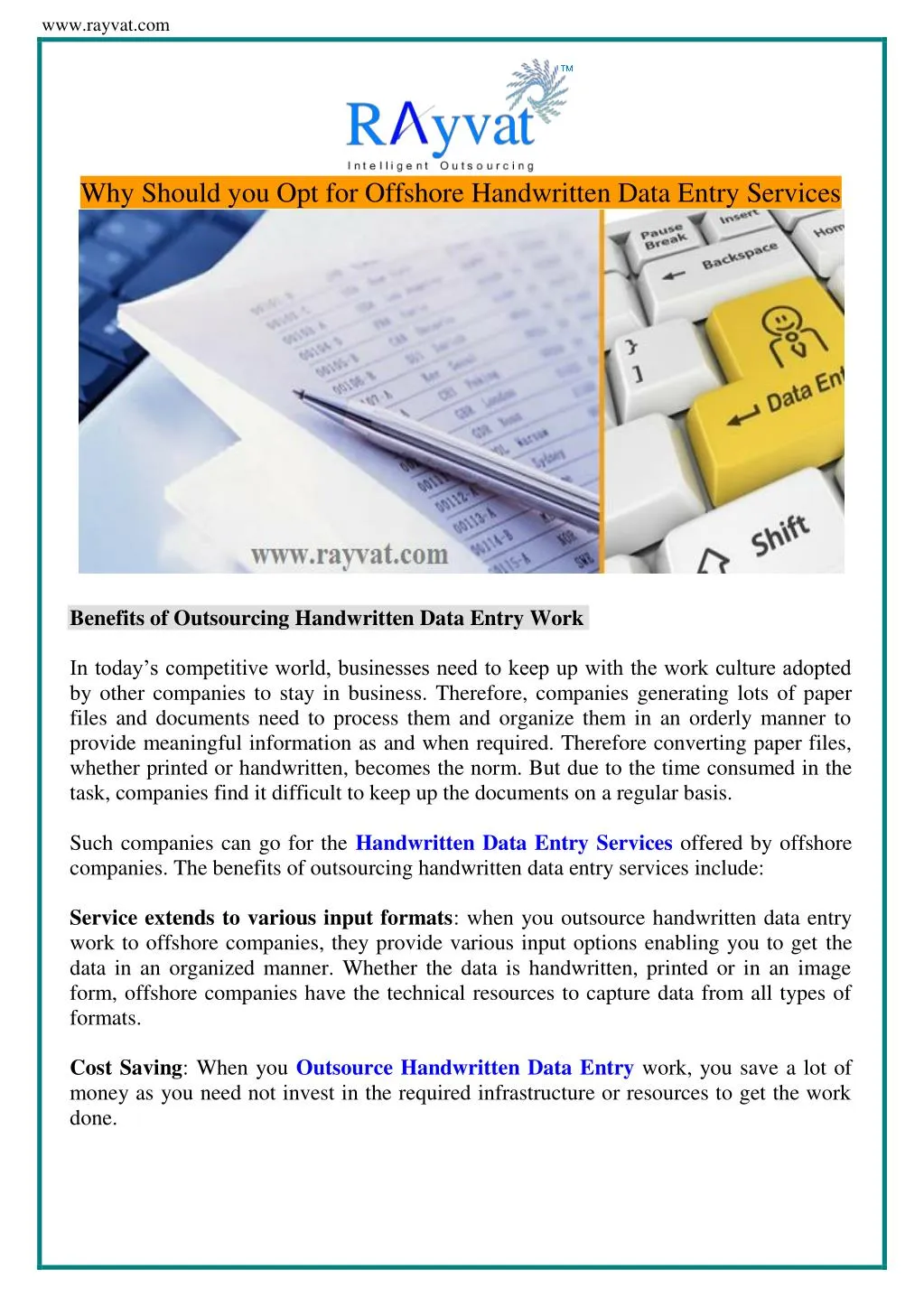 PPT - Benefits of Outsourcing Handwritten Data Entry Work PowerPoint ...
