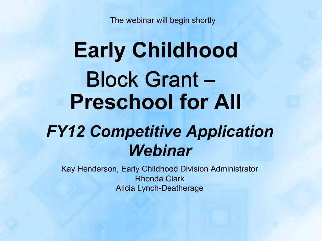 PPT - Early Childhood Block Grant Preschool for All PowerPoint ...