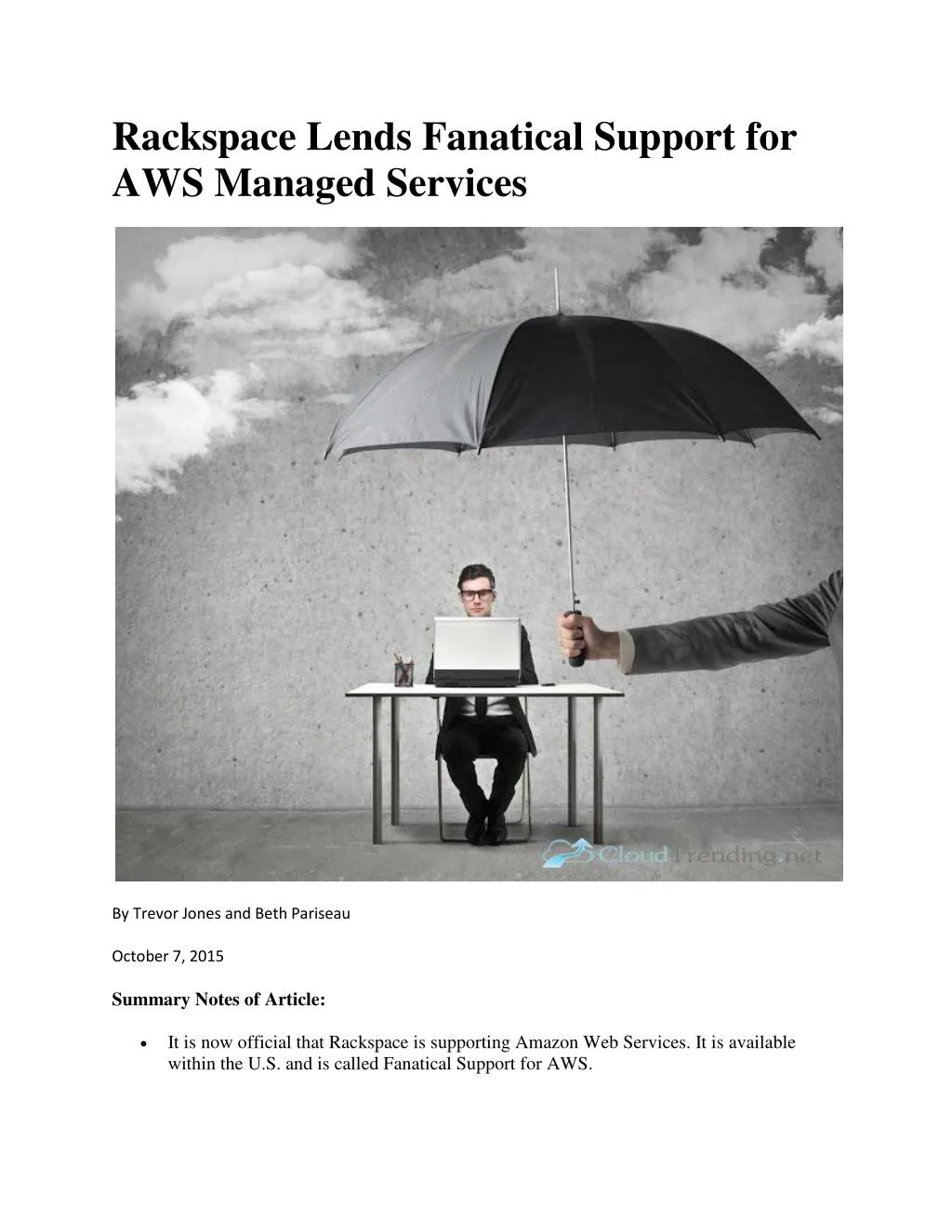 PPT - Rackspace Lends Fanatical Support for AWS Managed Services ...