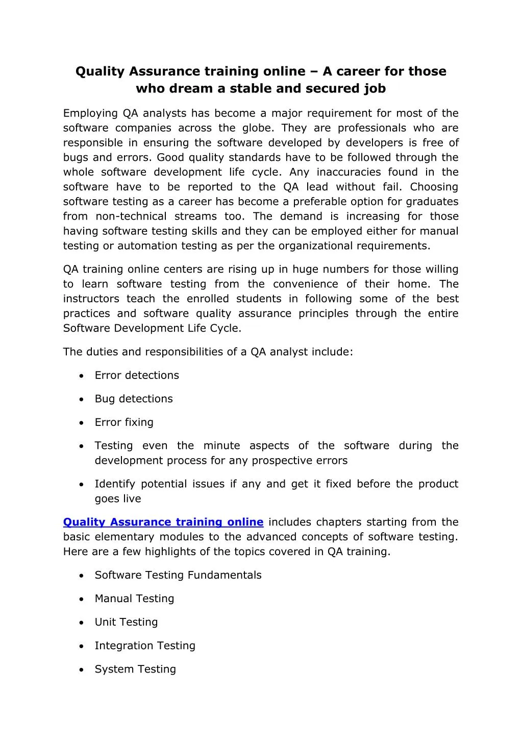 PPT - Quality Assurance Training Online PowerPoint Presentation, free ...