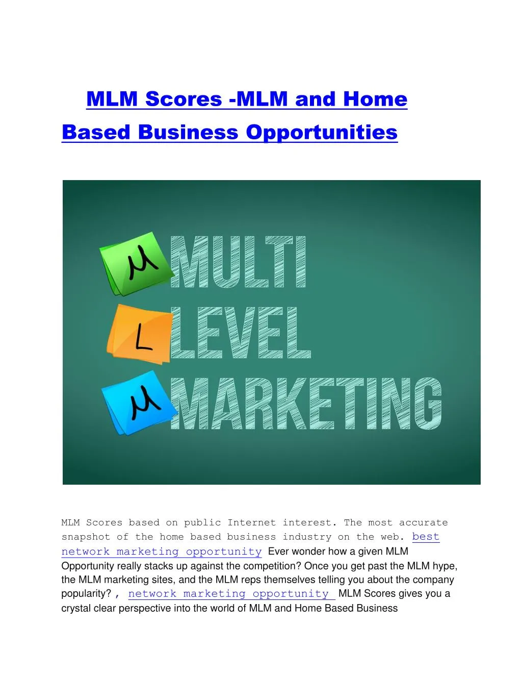 PPT - MLM Scores -MLM and Home Based Business Opportunities PowerPoint ...