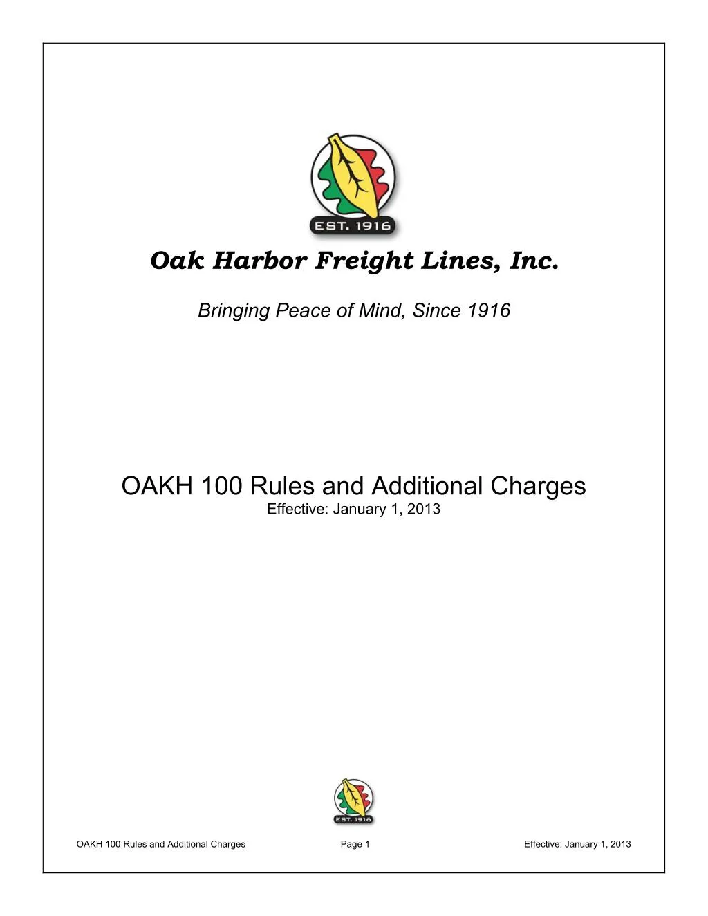 PPT - Oak Harbor Freight Lines, Inc. : 100 Rules and Additional Charges ...
