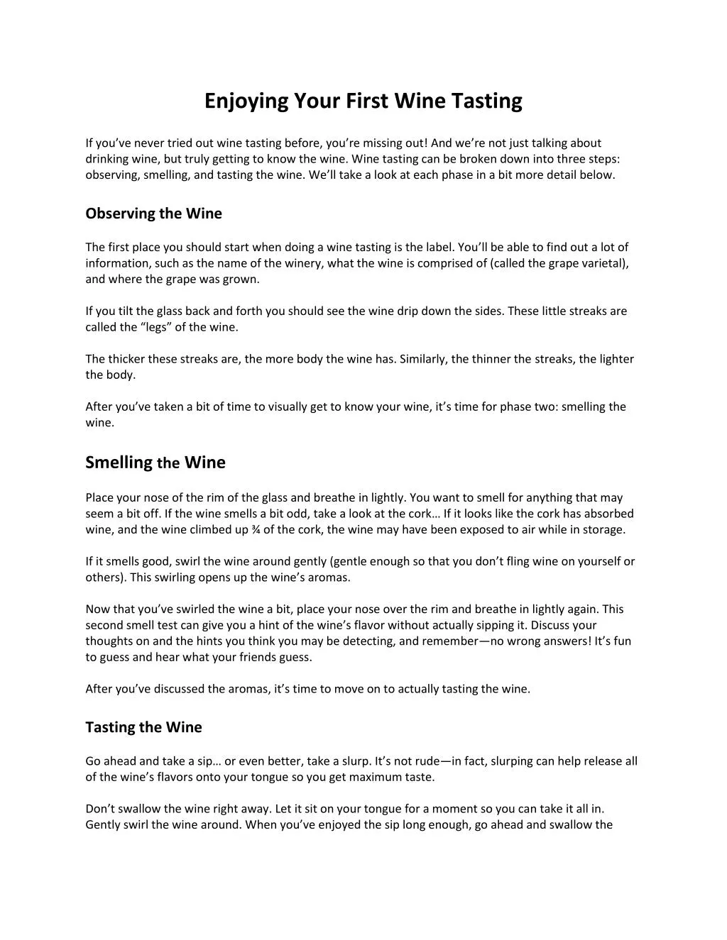 PPT - Enjoying Your First Wine Tasting PowerPoint Presentation, free ...