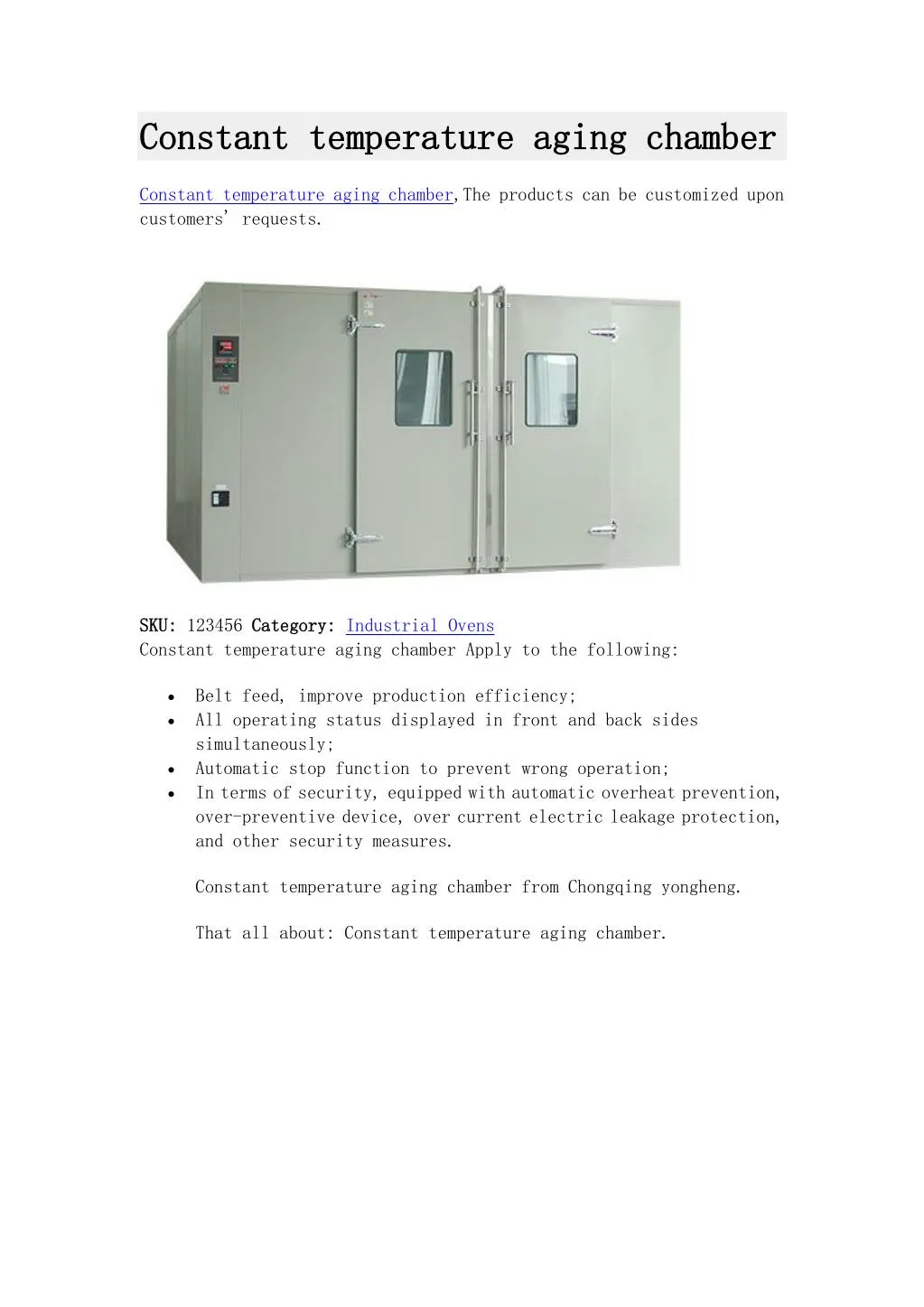 PPT - Constant temperature aging chamber PowerPoint Presentation, free ...