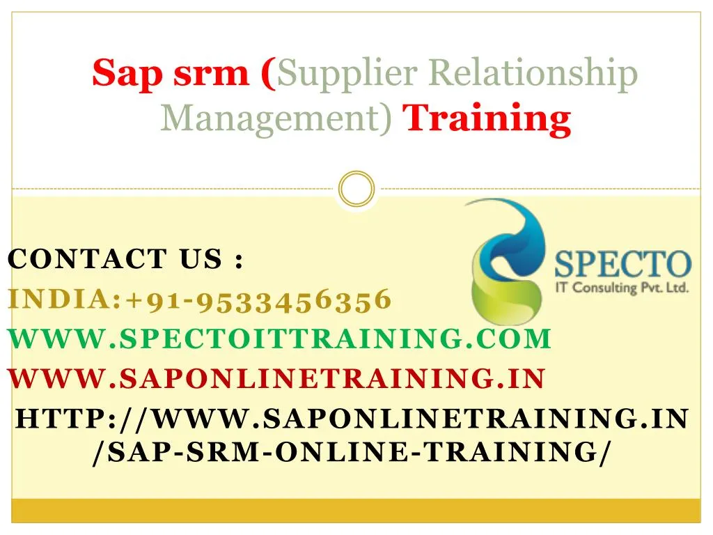 PPT - Sap srm (Supplier Relationship Management) online training in ...