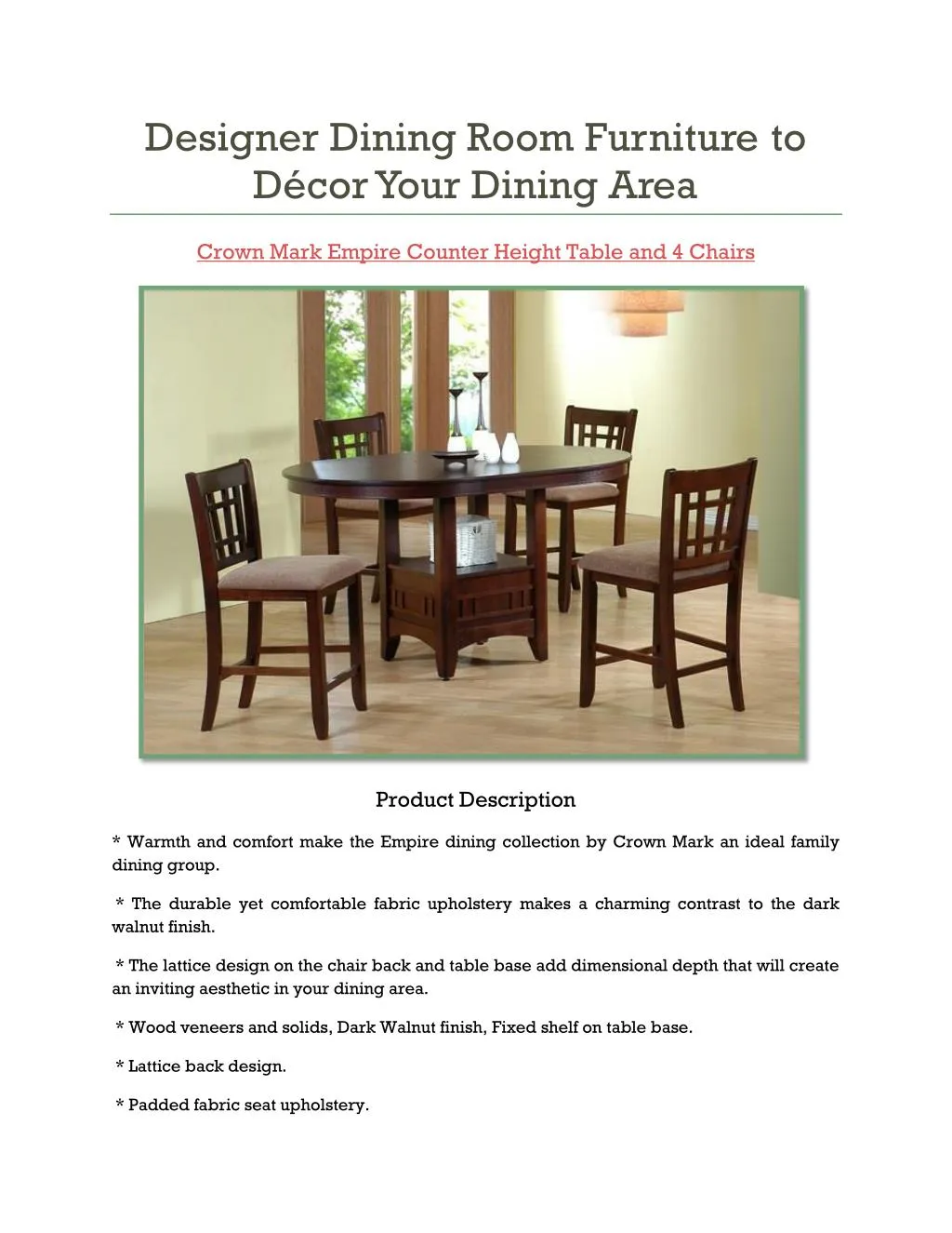 PPT - Designer Dining Room Furniture To Décor Your Dining Area ...