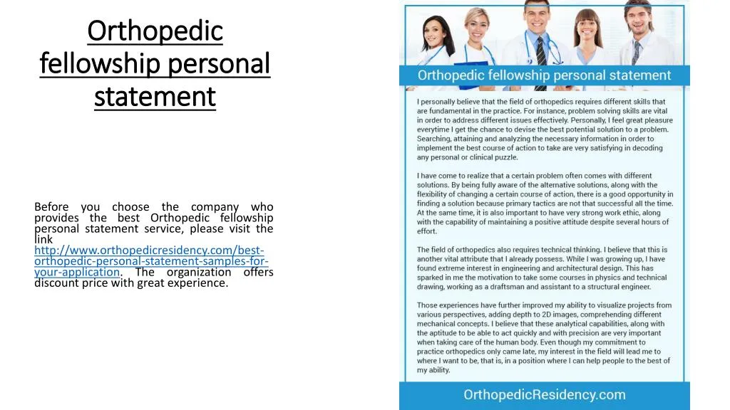 PPT - Orthopedic fellowship personal statement PowerPoint Presentation ...