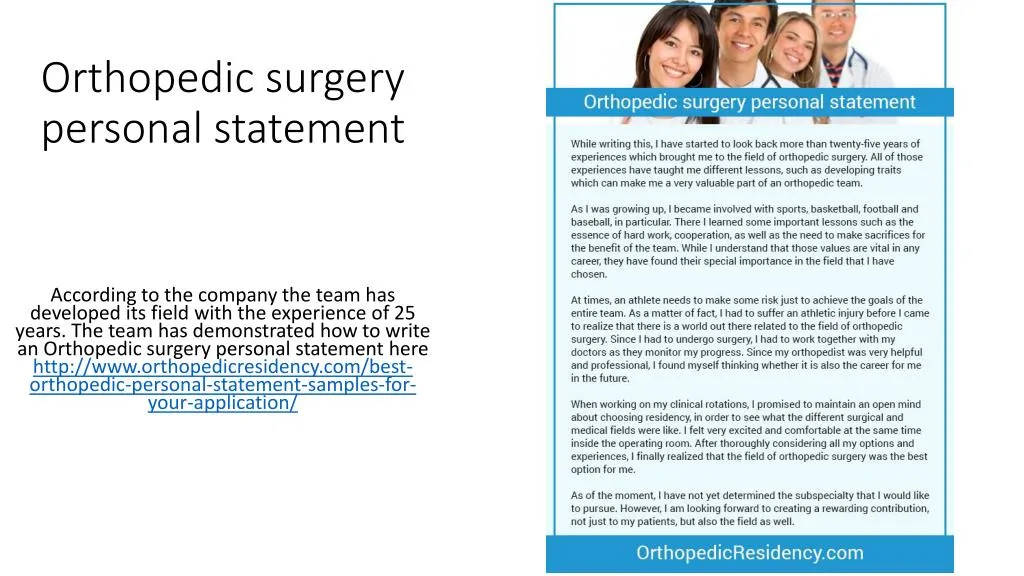 PPT - Orthopedic surgery personal statement PowerPoint Presentation ...