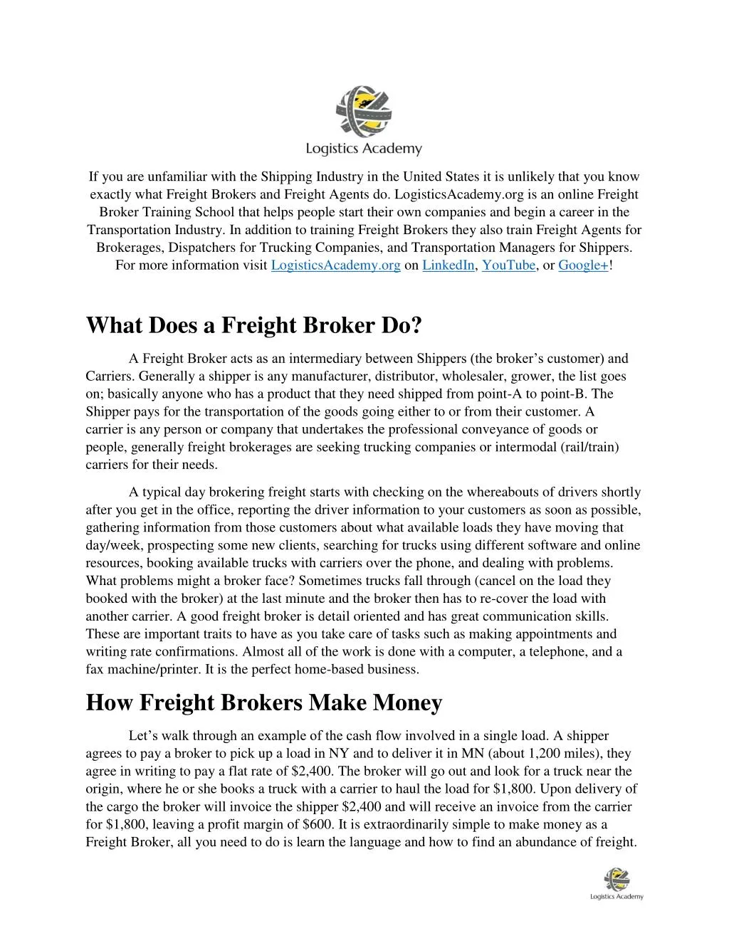 PPT - Job Description for Freight Brokers and Freight Agents ...