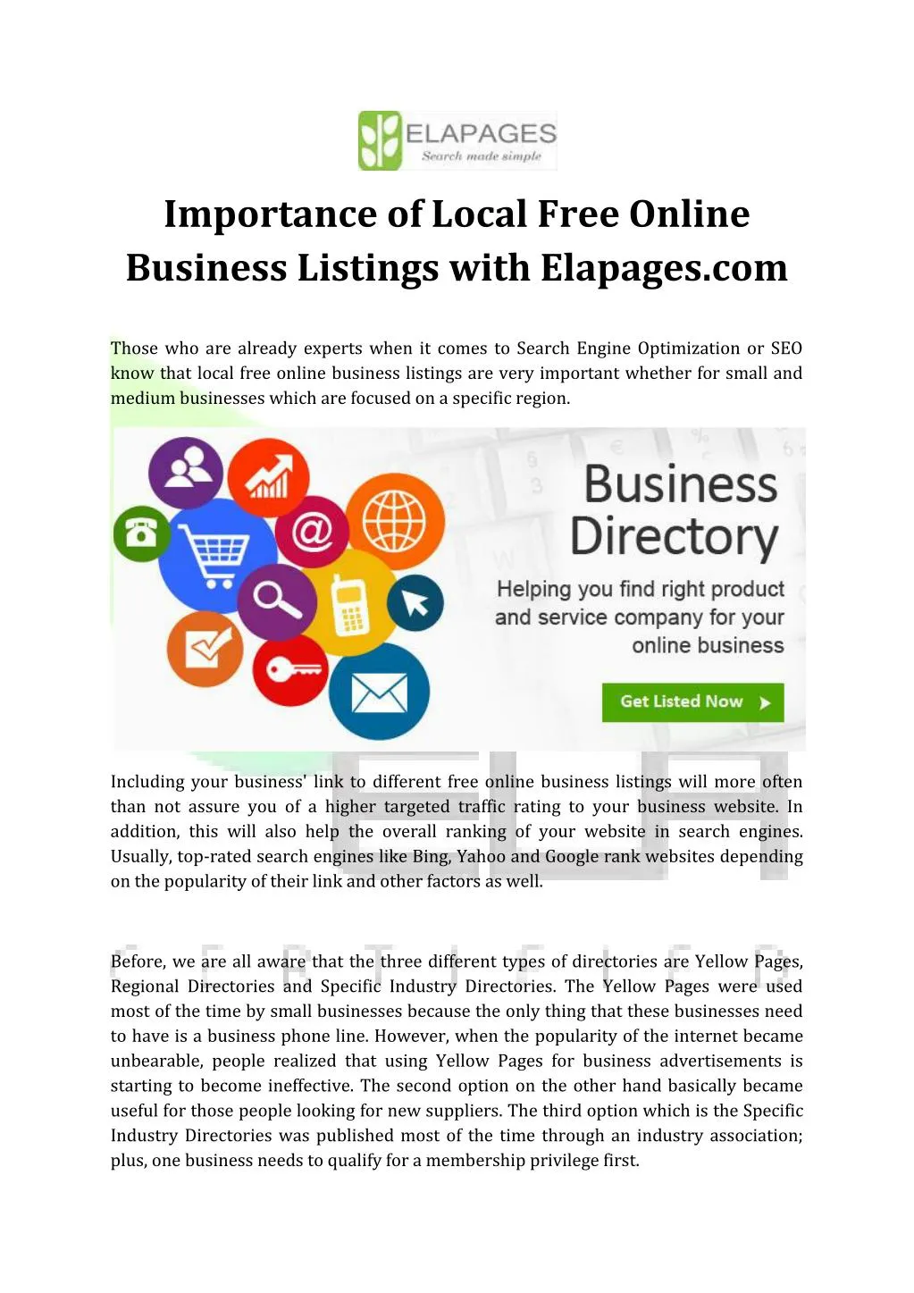 PPT - Importance of Business Listings with Elapages.com PowerPoint ...