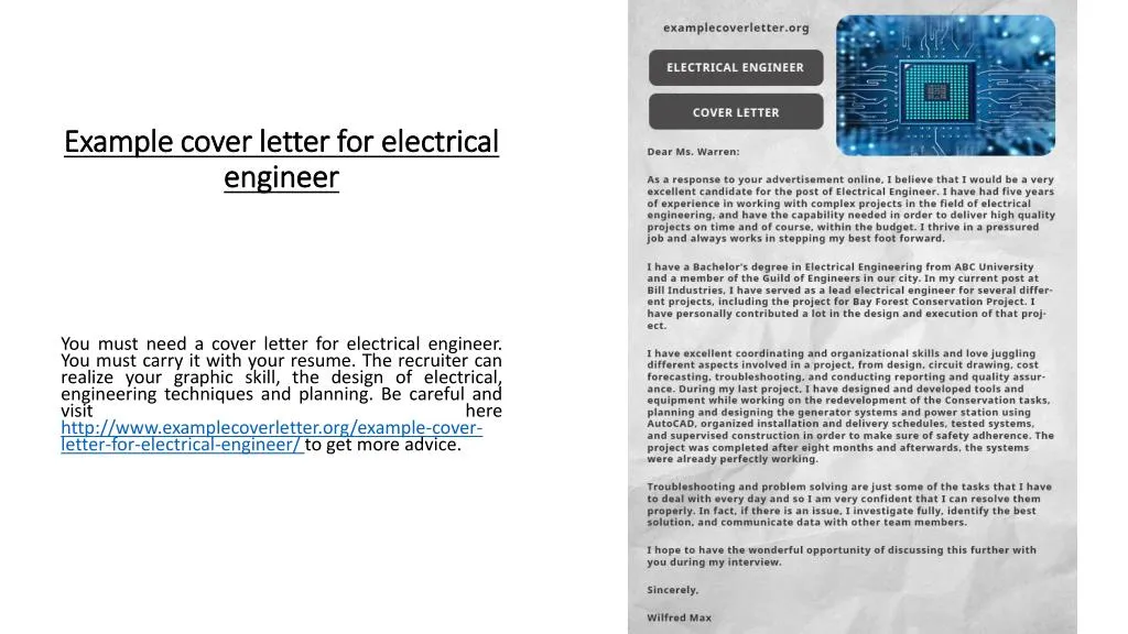 PPT - Example cover letter for electrical engineer PowerPoint ...