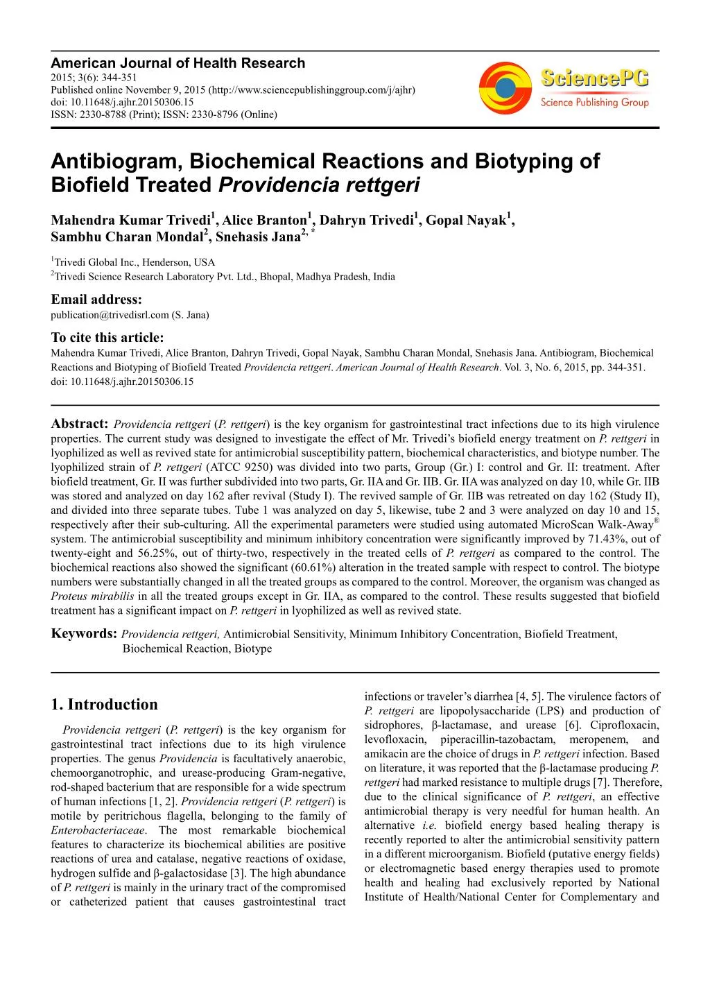 PPT - Biofield | Antibiogram & Biotyping of Providencia Rettgeri ...