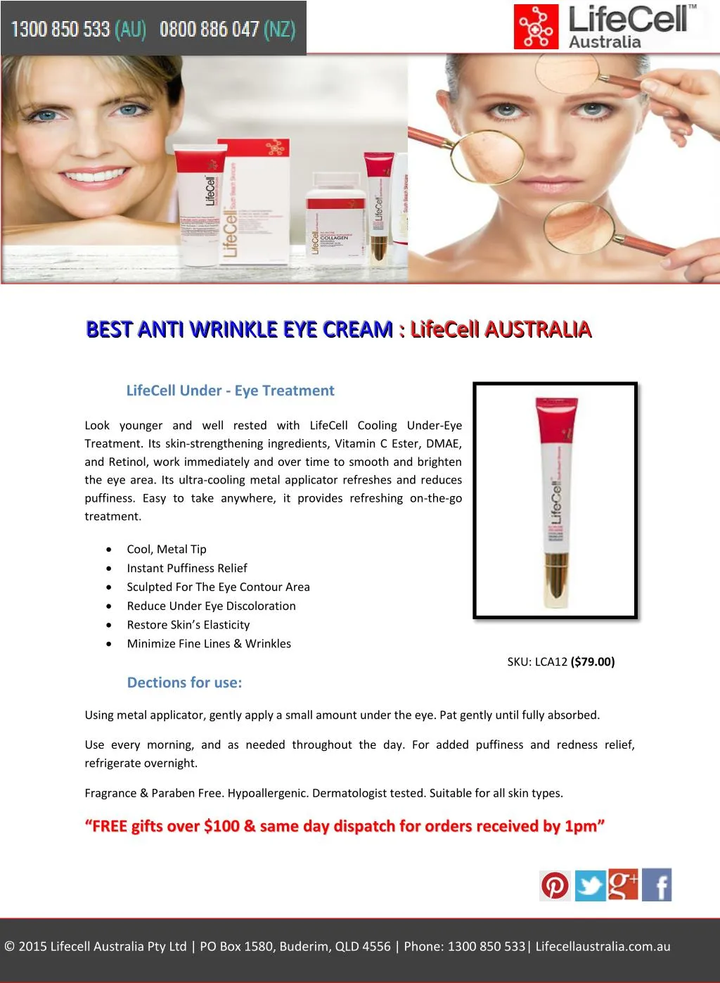 PPT - BEST ANTI WRINKLE EYE CREAM: LifeCell AUSTRALIA PowerPoint ...