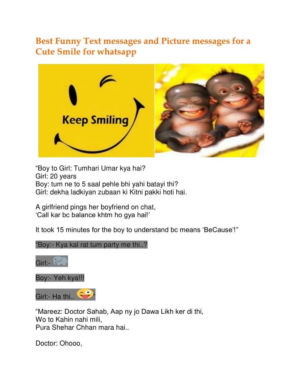 PPT - Best Funny Text messages and Picture messages for a Cute Smile ...