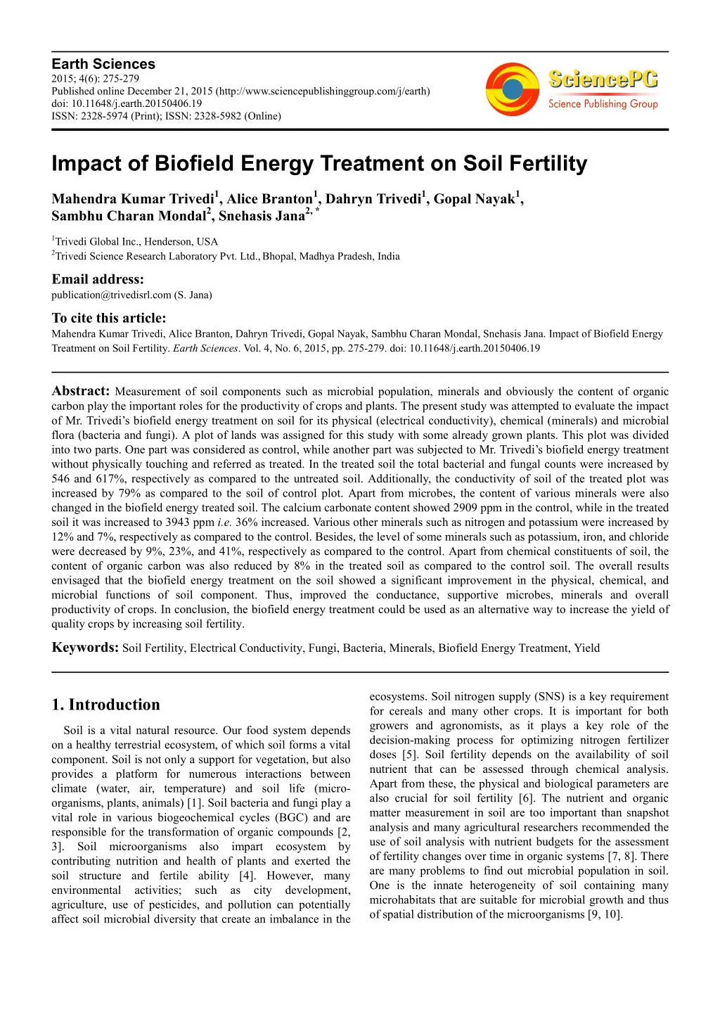PPT - Impact of Biofield Energy Treatment on Soil Fertility PowerPoint ...