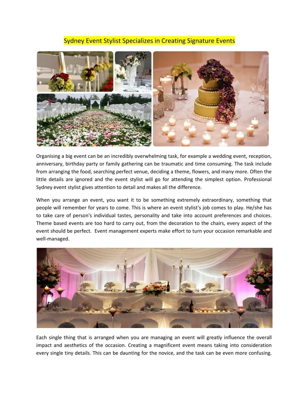 PPT - Sydney event stylist specializes in creating signature events ...