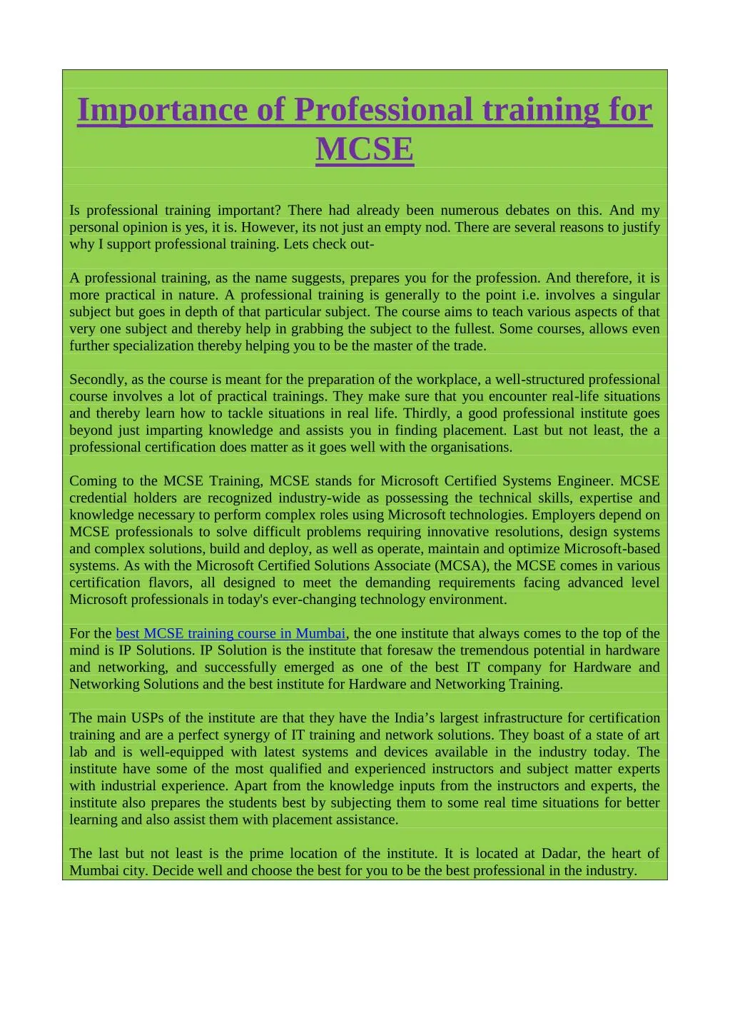 PPT - Best MCSE Training in Mumbai PowerPoint Presentation, free ...