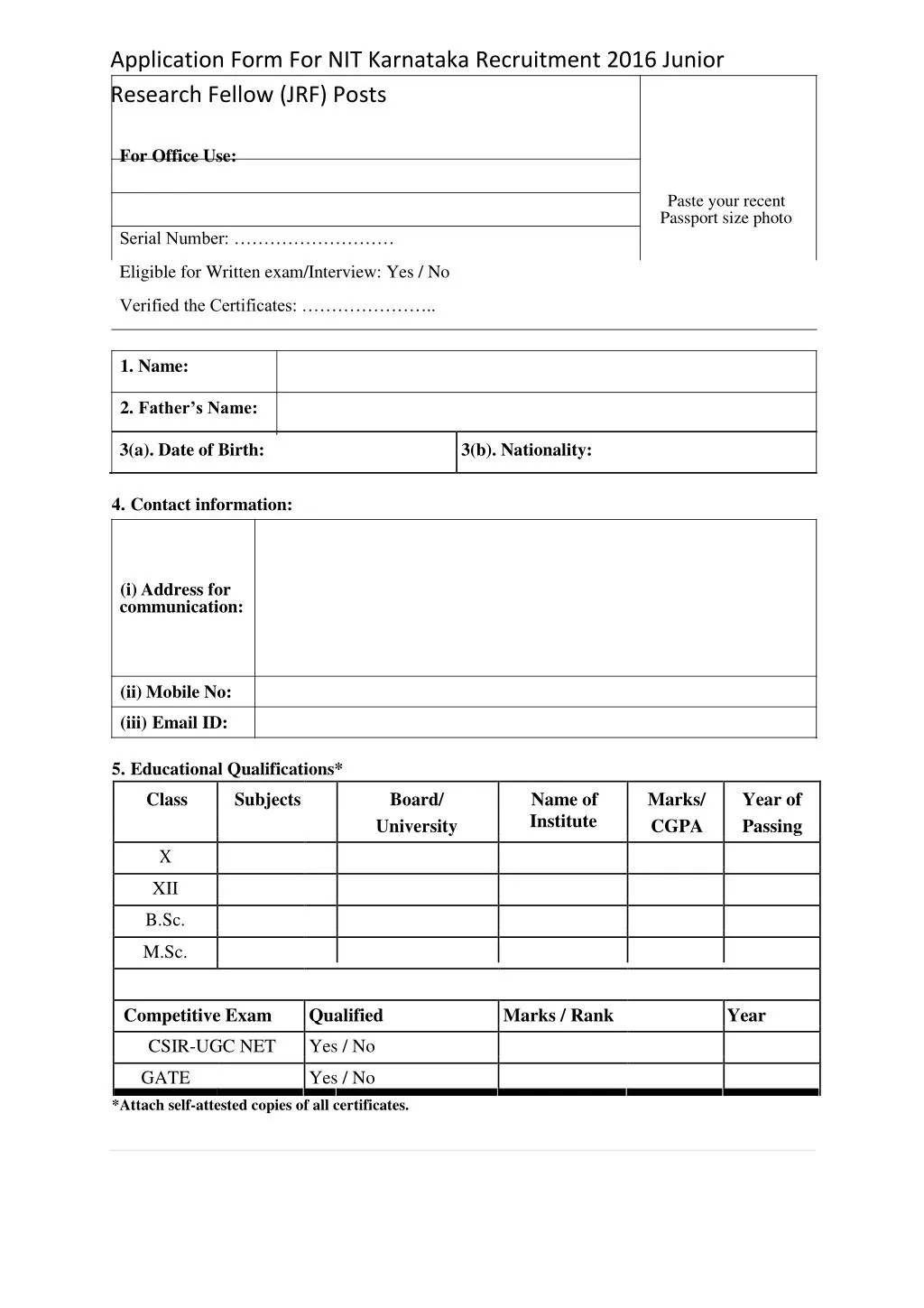 PPT - Application Form for NIT Karnataka Recruitment 2016 Junior ...
