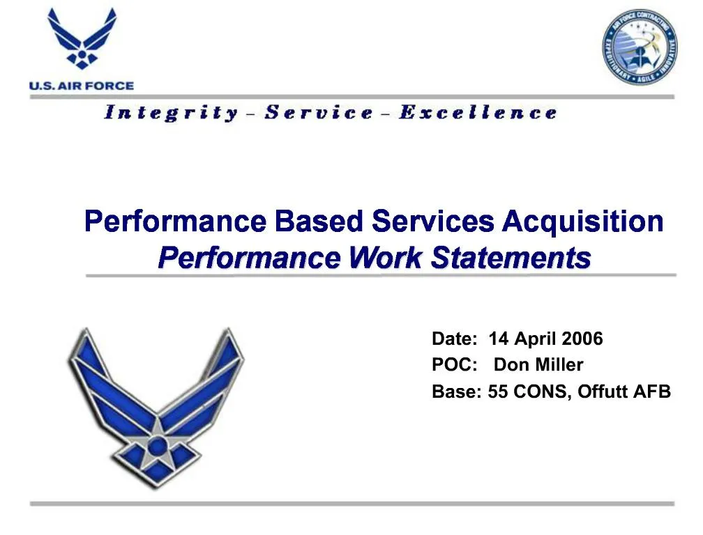 PPT - Performance Based Services Acquisition Performance Work ...