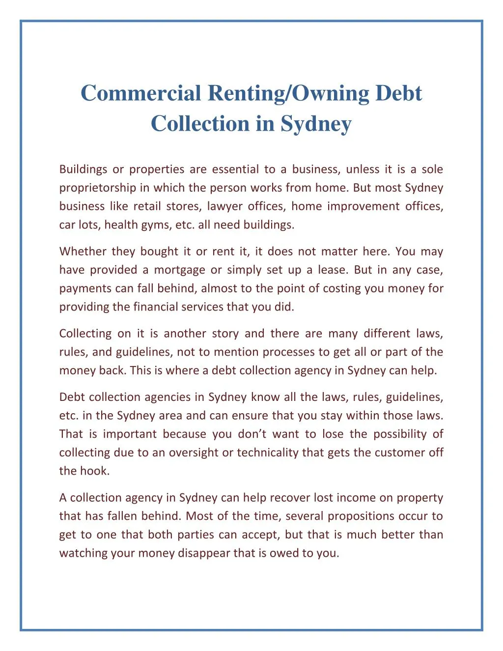 PPT - Commercial Renting/Owning Debt Collection in Sydney PowerPoint ...