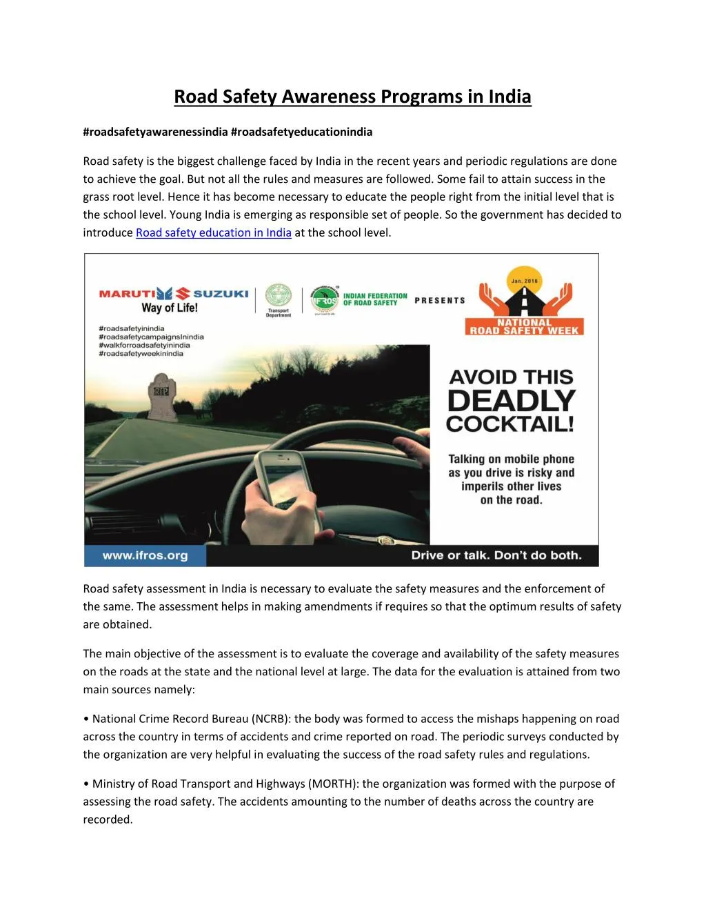 PPT - Road Safety Awareness Programs in India PowerPoint Presentation ...