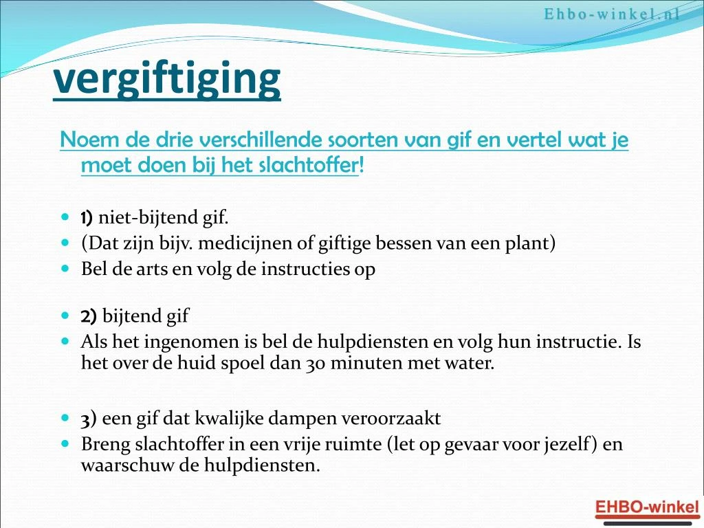 PPT - EHBO Eerste hulp bij ongevallen PowerPoint Presentation - ID:7290355