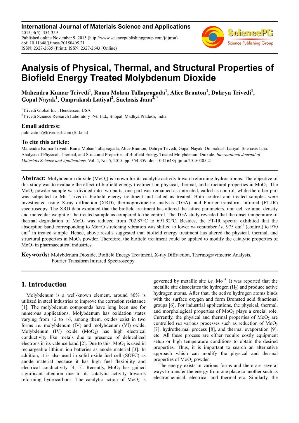 PPT - Biofield and Its Effect on Properties of Molybdenum Dioxide ...