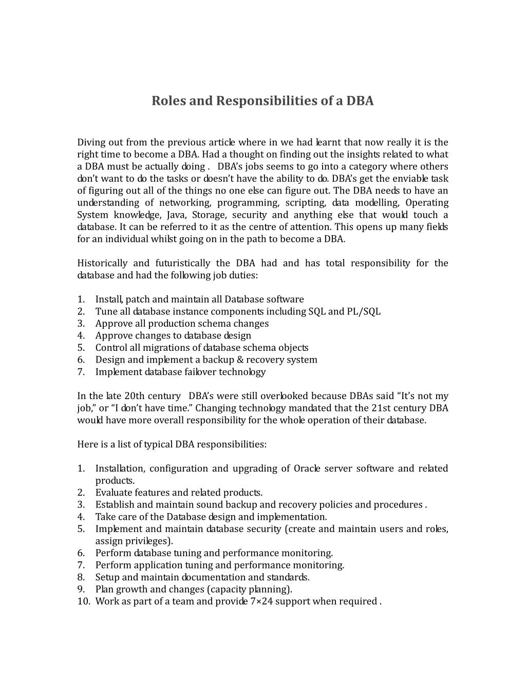 PPT - Roles and Responsibilities of a DBA PowerPoint Presentation, free ...