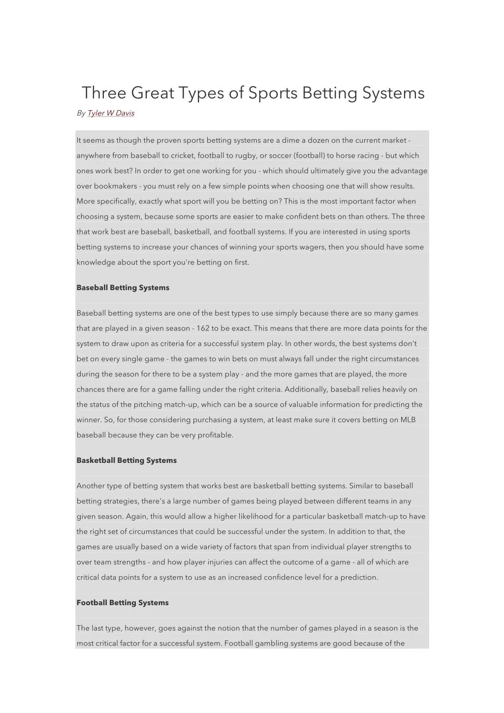 PPT - Three Great Types of Sports Betting Systems PowerPoint ...